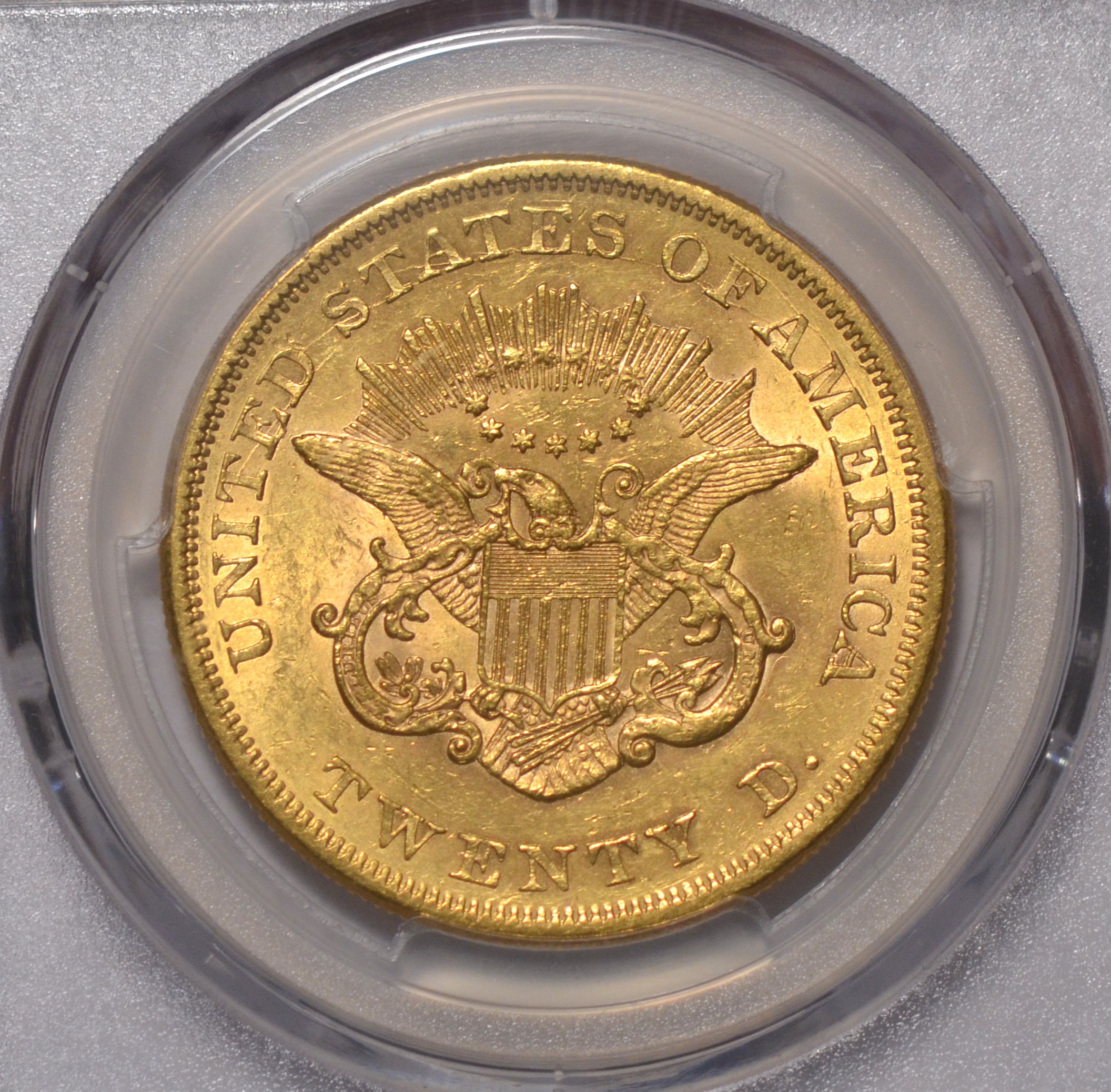1864 $20 PCGS AU53